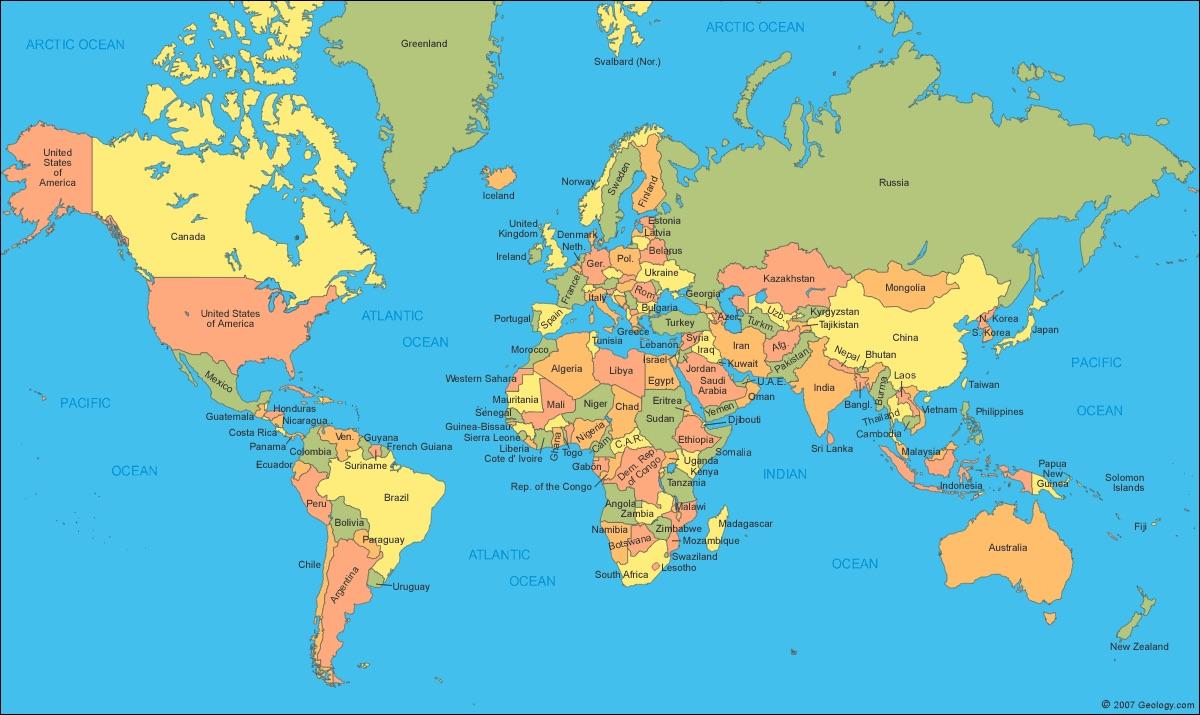 World map showing Canada - Canada map in world map (Northern America ...